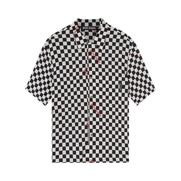 Palm Angels Damier Print Bowling Shirt /red