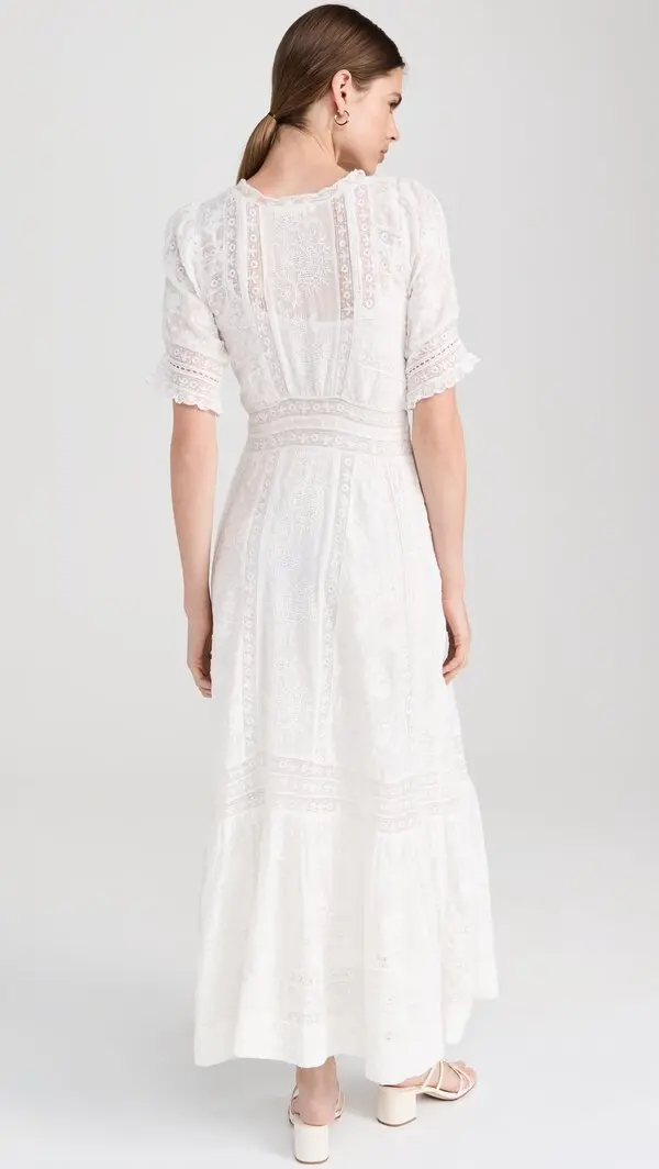 LoveShackFancy Minka Broderie Anglaise Dress - True White