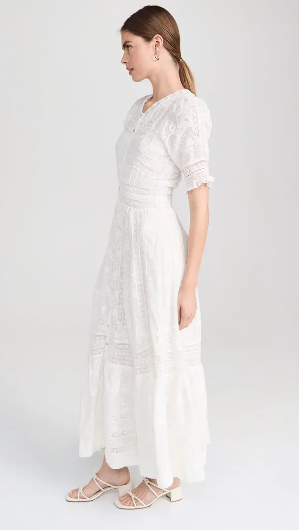 LoveShackFancy Minka Broderie Anglaise Dress - True White
