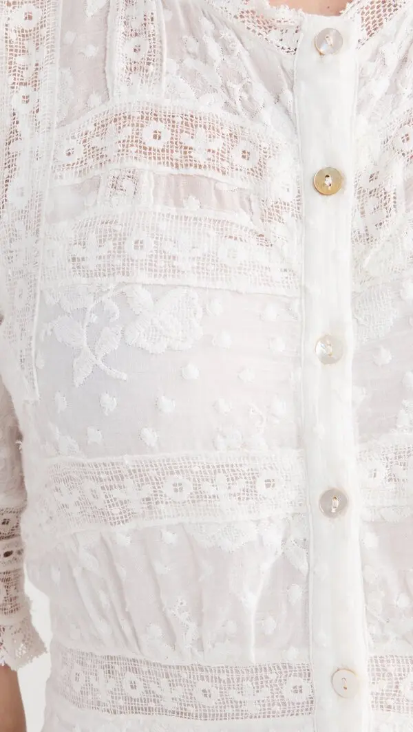 LoveShackFancy Minka Broderie Anglaise Dress - True White