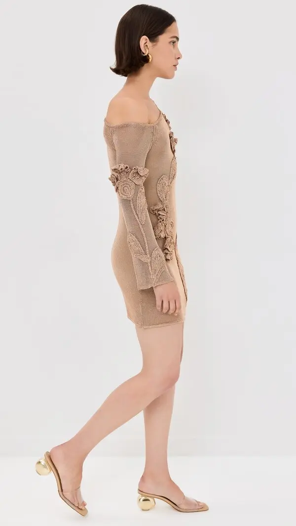 cult gaia bowie knit dress Cult Gaia Bowie Short Knit Dress In Champagne - 30% Off