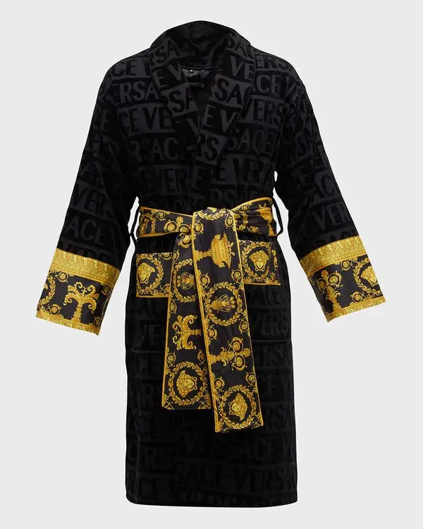 Versace Barocco Sleeve Robe - Black