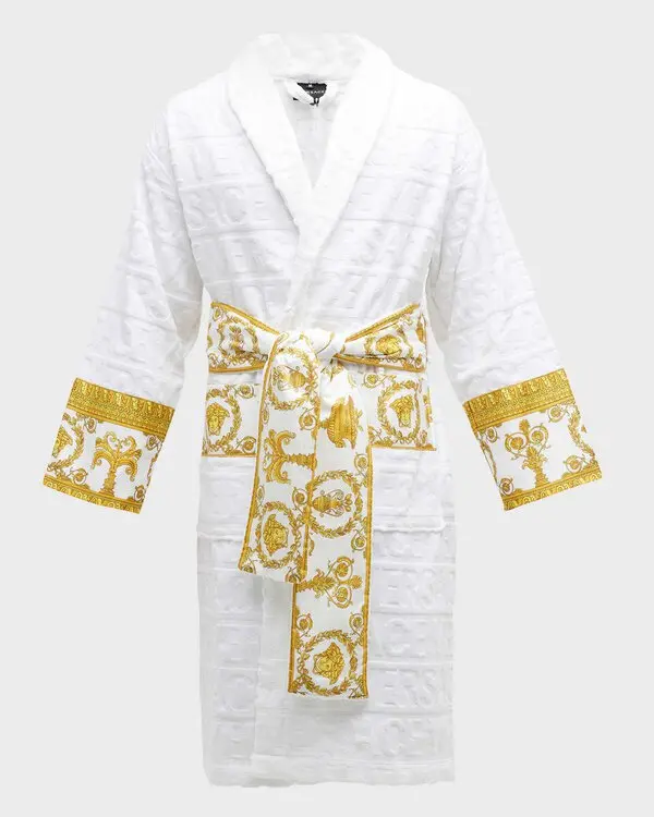 Versace Barocco Sleeve Robe - White