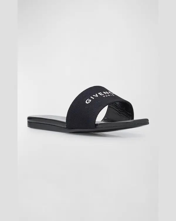 Givenchy 4g Logo Flat Slides Black Editorialist