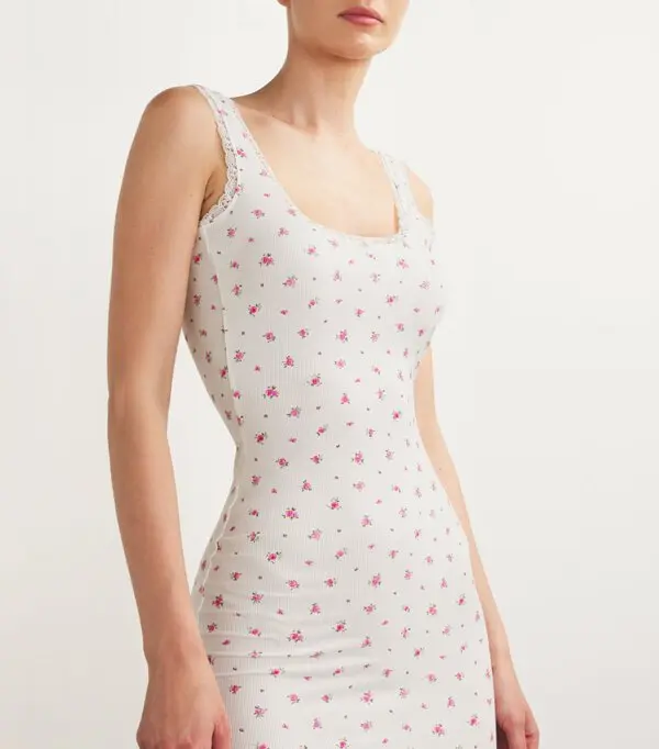 skims pink floral dress SKIMS SLEEP LACE MINI DRESS | BLOOM MINI MULTI ANIMAL