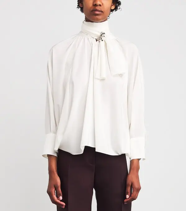 Max Mara Silk Crepe De Chine Blouse - White