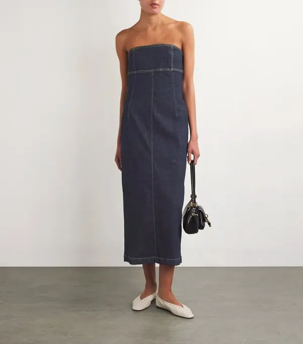 aqua denim bustier midi dress AQUA Denim Bustier Midi Dress - Exclusive
