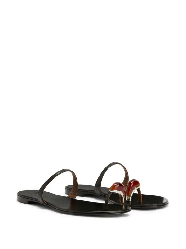 GIUSEPPE ZANOTTI Acates Ring Leather Sandals - Black