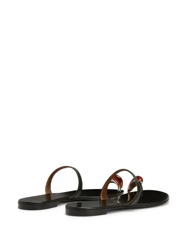 GIUSEPPE ZANOTTI Acates Ring Leather Sandals - Black