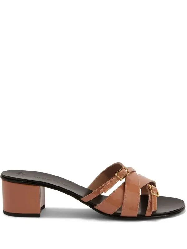 GIUSEPPE ZANOTTI 40mm Alhima Buckle Leather Sandals - Neutrals