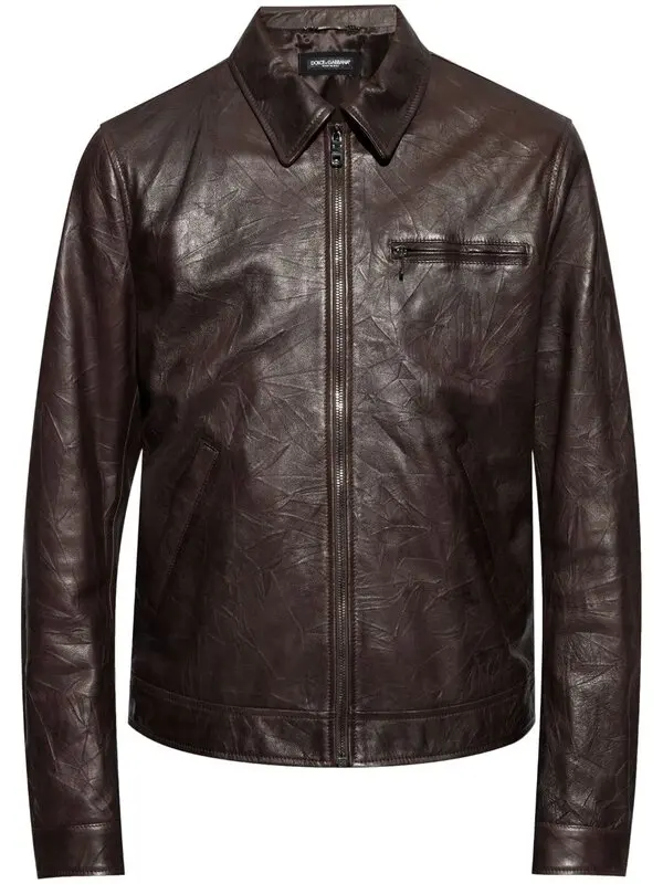 Dolce & Gabbana Zipped Leather Jacket