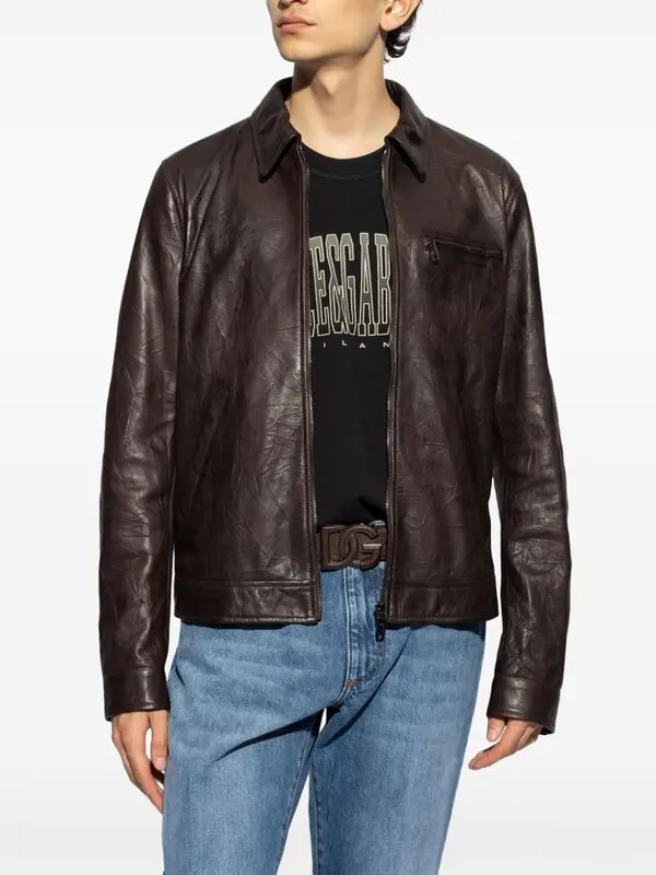 DOLCE & GABBANA ダークブラウン レザージャケット 50 Leather jacket in Brown for Men | Dolce&Gabbana® US