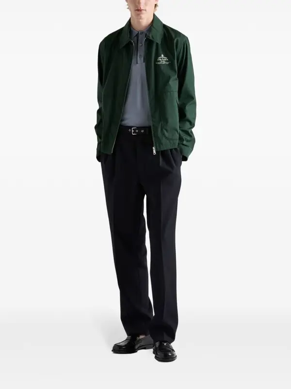 Prada Logo Print Zip Jacket - Green | Editorialist