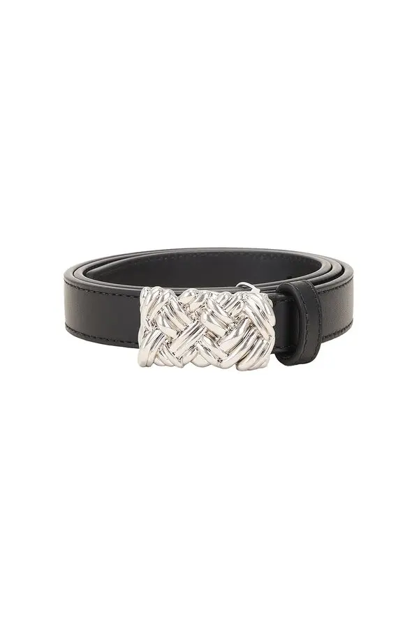 Bottega Veneta Black Leather Belt with Sculptural Silver Buckle and Pink Pin Bottega Veneta Men main image 4