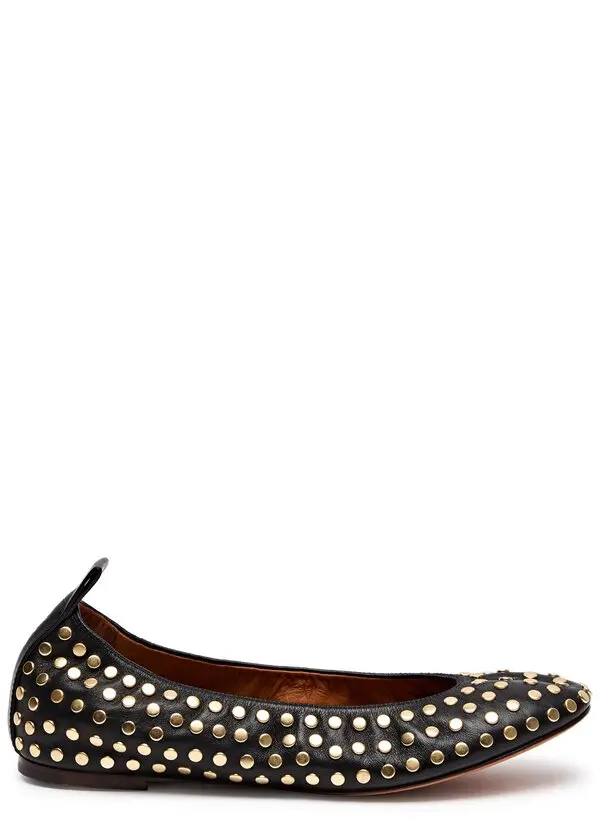 LANVIN Studded Leather Ballerinas - Black