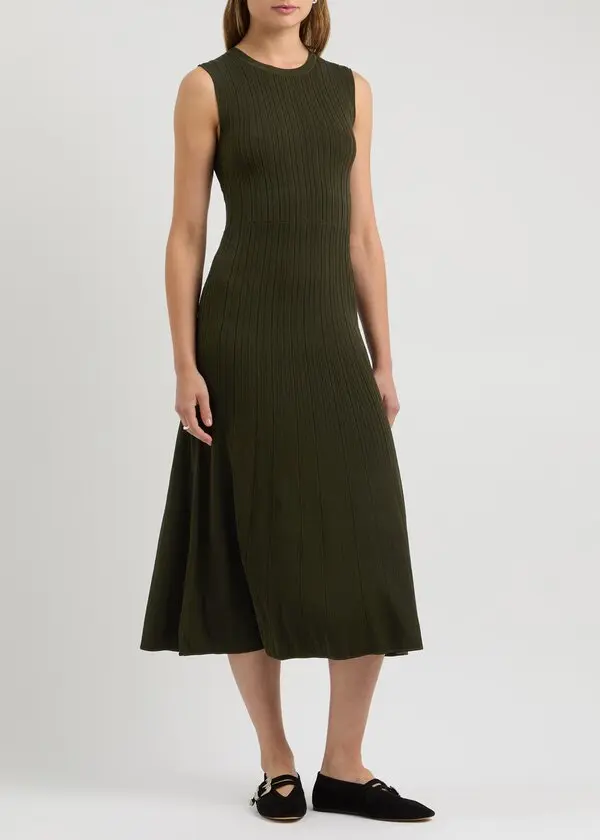 FRAME Ribbed-knit Midi Dress