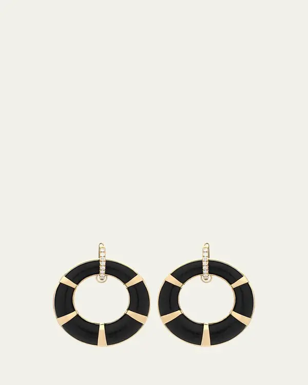 FARAONE MENNELLA BY R.F.M.A.S. Faraone Mennella 18k Yellow Diamond, And Ebony Hoop Earrings - Gold