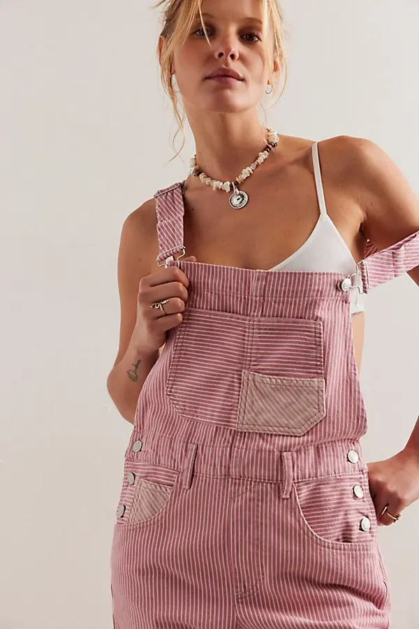 Free People We The Free Ziggy Island Striped Overalls
