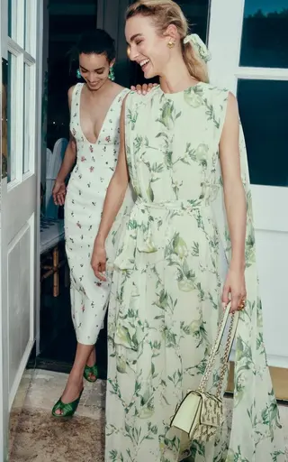 Monique Lhuillier Embroidered Linen Cocktail Midi Dress - White |  Editorialist