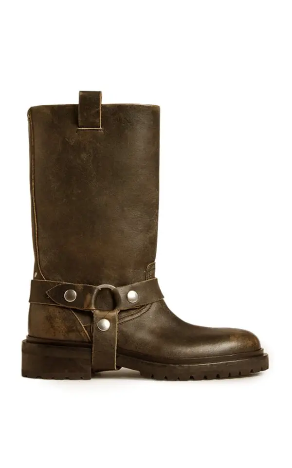 GOLDEN GOOSE Kurt Distressed Leather Boots - Brown