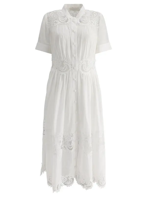 Zimmermann Pop Lace Trimmed Shirt Dress In White - 51% Off | Editorialist