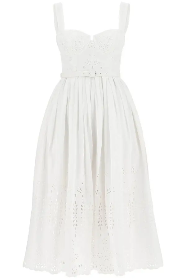 Self-Portrait Sangallo Lace Midi Dress In White - 15% Off | Editorialist