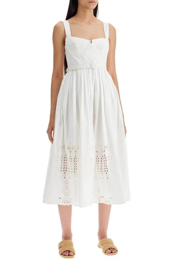 Self-Portrait Sangallo Lace Midi Dress In White - 15% Off | Editorialist