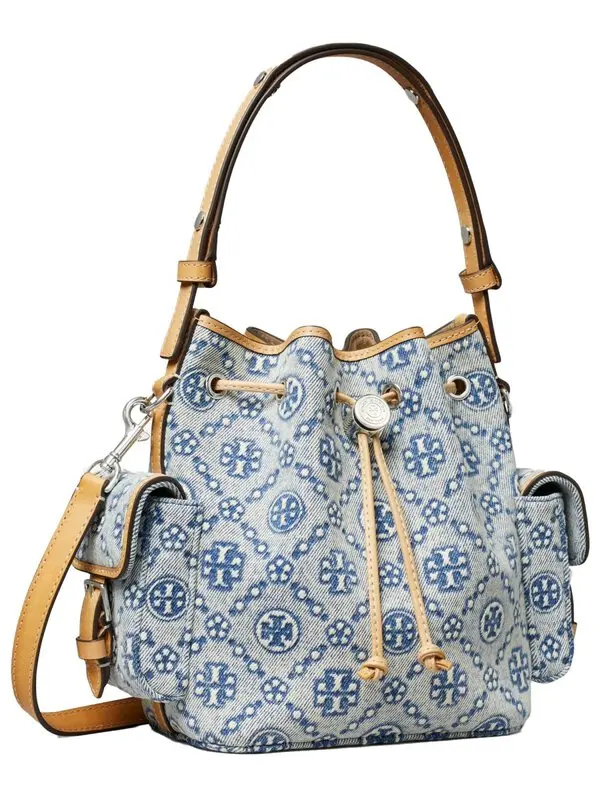 Tory Burch T Monogram Bucket Bag - Blue
