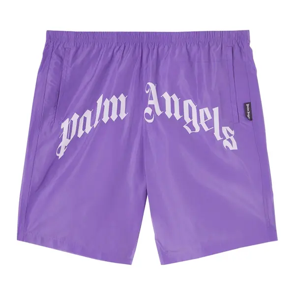 Palm Angels Curved Logo Swim Short 'violet/white - Purple