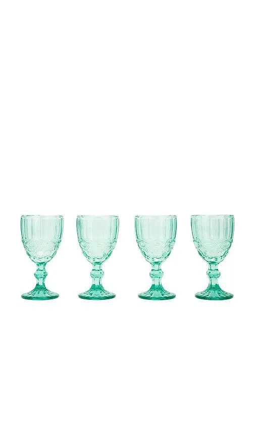 CHEFANIE Teal Stem Glasses Set Of 4 In Teal