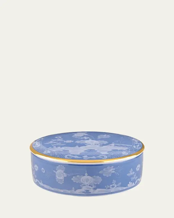GINORI 1735 Oriente Italiano Pervinca Round Trinket Box With Cover