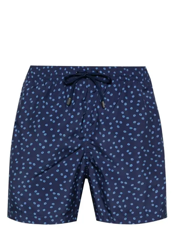 Canali Floral-print Swim Shorts - Blue