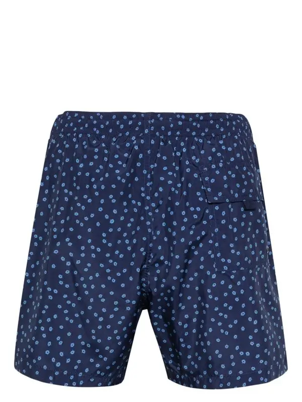 Canali Floral-print Swim Shorts - Blue