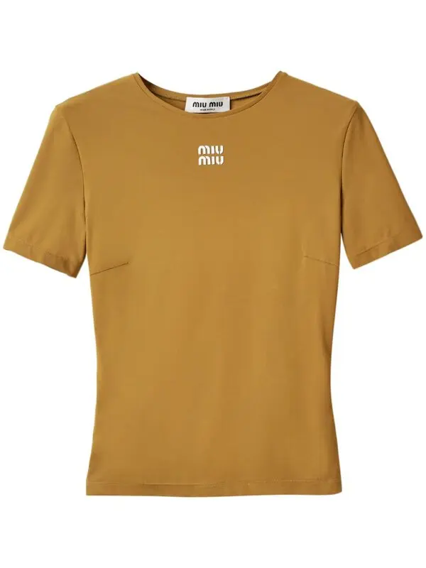 Miu Miu Logo T-Shirt - Green | Editorialist
