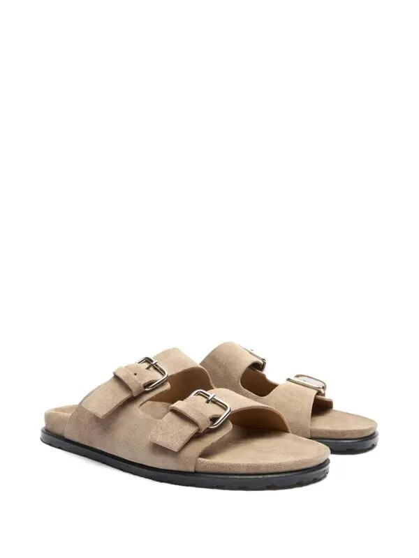 SCAROSSO Enea Suede Slides - Neutrals