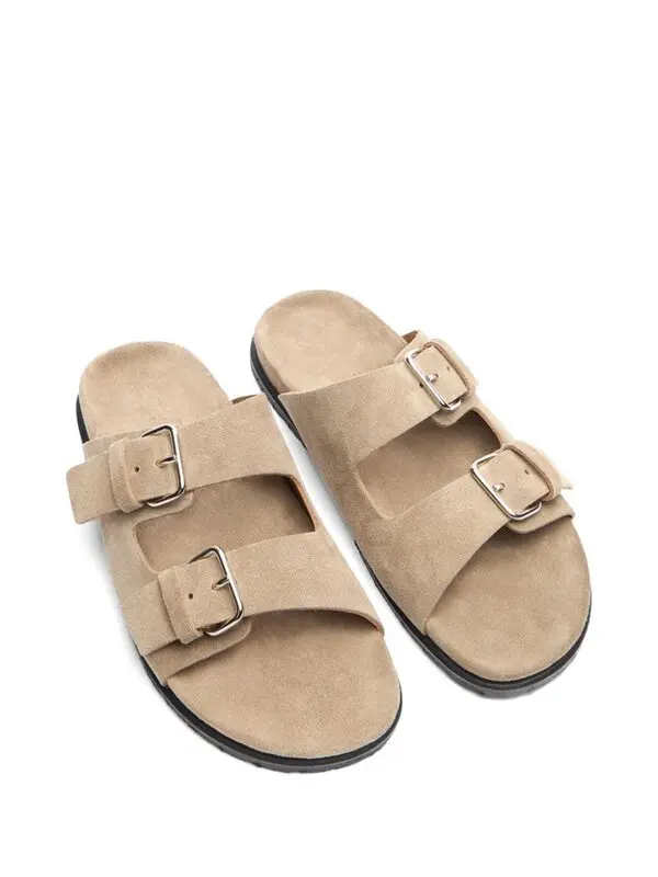 SCAROSSO Enea Suede Slides - Neutrals
