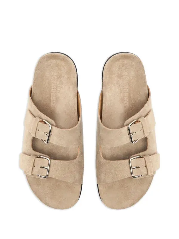 SCAROSSO Enea Suede Slides - Neutrals