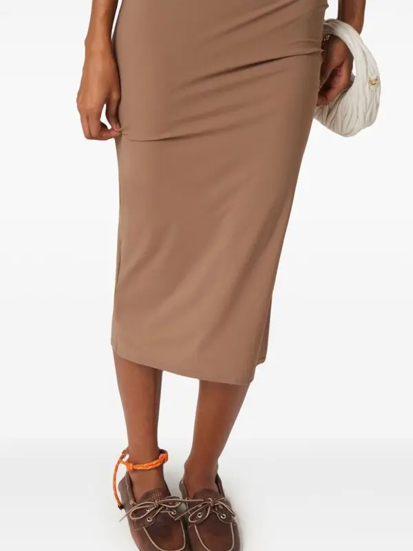 Miu Miu Logo-print Midi Dress - Brown