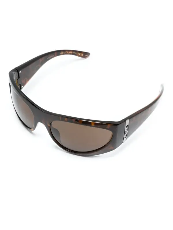 Gucci Tortoiseshell Biker-frame Sunglasses