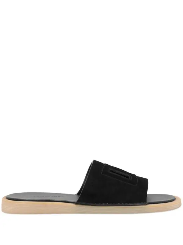 Dolce & Gabbana Cut-out Suede Slides - Black