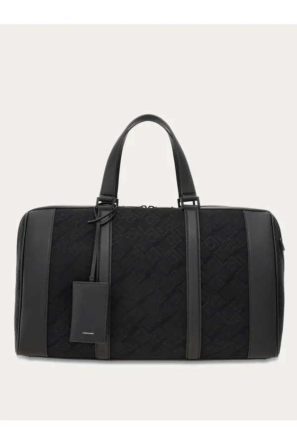 FERRAGAMO Monogram Duffle Bag - Black