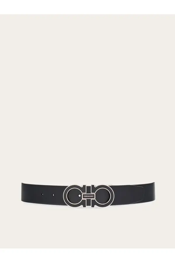 FERRAGAMO Reversible And Adjustable Gancini Belt - Black