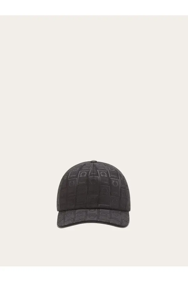 FERRAGAMO Baseball Cap With Gancini Monogram - Black