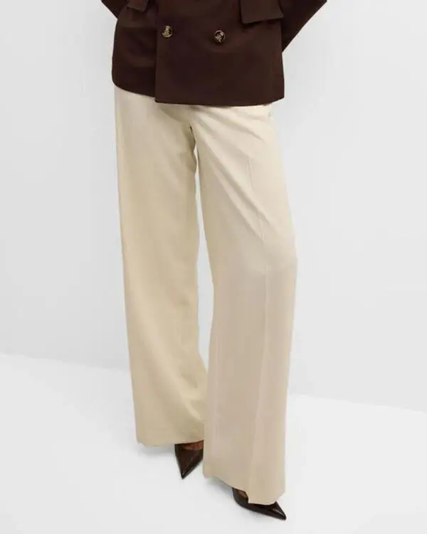 Ralph Lauren Modern Wool Wide-leg Trousers - Cream