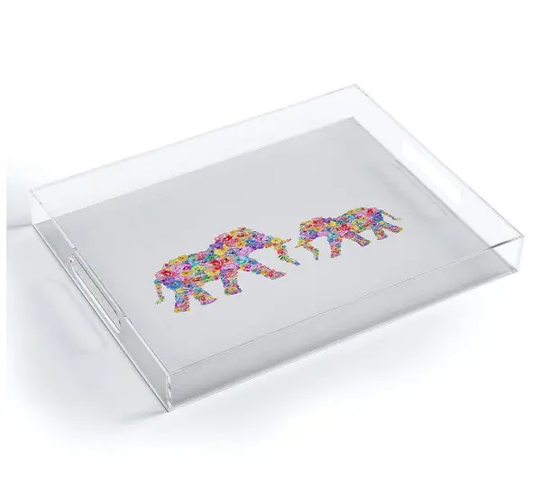 DENY DESIGNS Acrylic Tray -floral Elephants Orara Studio - One-color