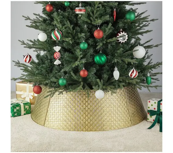 GLITZHOME 40' Basket Weave Textured Metal Tree Llar - One-color