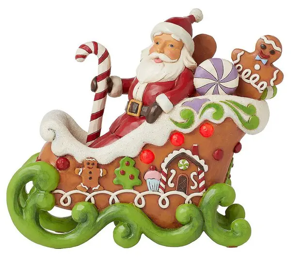 JIM SHORE Gingerbread Santa Led Fig