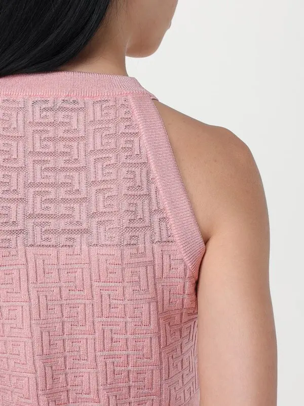 Balmain Cropped Knit Top - Salmon