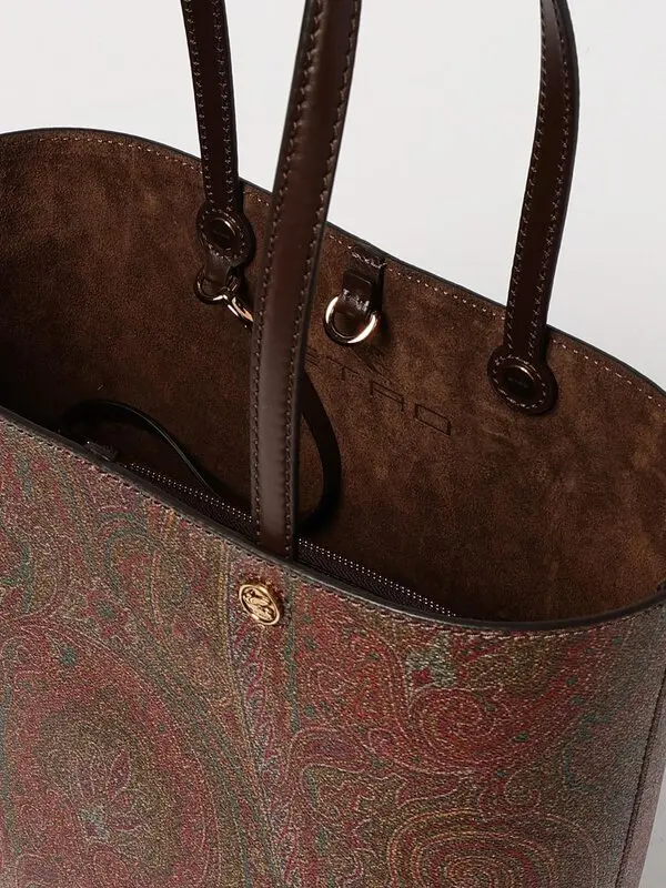 Etro Essential Medium Paisley Cotton Tote Bag With Double Leather Handles