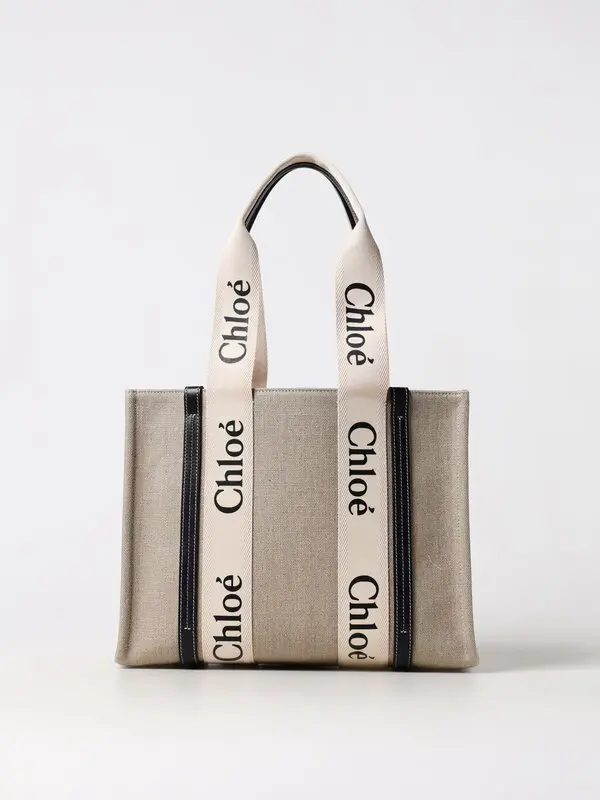 Chloé Canvas Tote Bag With Logo Straps - Ivory